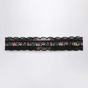 Chloé Chloé Lace And Floral Jacquard Ribbon Choker Black