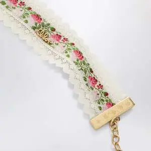 Chloé Lace And Floral Jacquard Ribbon Choker - Pink