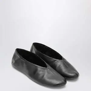 THE ROW Stella Ballerinas In Leather And Shearling - Black