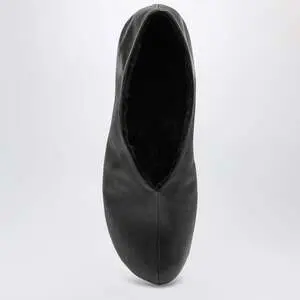 THE ROW Stella Ballerinas In Leather And Shearling - Black
