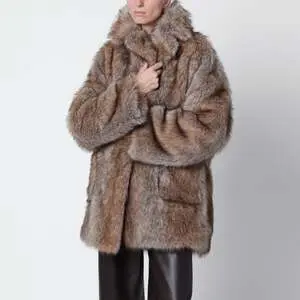 BB COUTURE Brigitte Coat In Wolf-effect Faux Fur - Grey