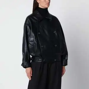 Source Unknown Faux Leather Double-breasted Jacket