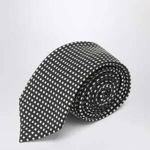 TOM FORD Silk Tie With Micro-square Pattern - Black