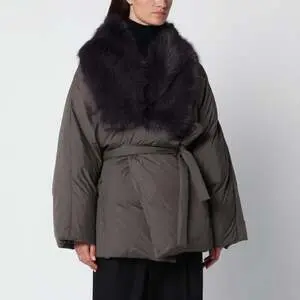 Source Unknown Egizio Puffer Jacket With Faux Fur Collar - Grey