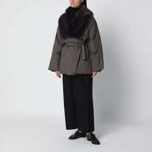 Source Unknown Egizio Puffer Jacket With Faux Fur Collar