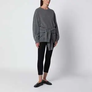 Source Unknown Wool Blend Jumper With Tie Detail - Grey