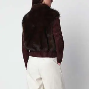 Source Unknown Meti Cardigan With Faux-fur Insert