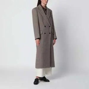 Source Unknown Reyna Double-breasted Herringbone Coat - Beige