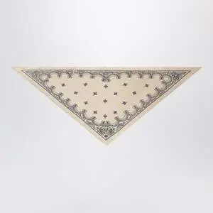 Destin Cream Triangular Bandana Scarf In Wool