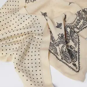 Destin Cream Triangular Bandana Scarf In Wool