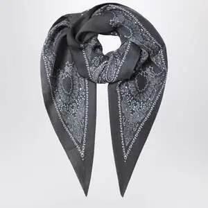 Destin Red Triangular Bandana Scarf In Wool - Grey