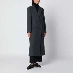 Source Unknown Dark Reyna Double-breasted Herringbone Coat