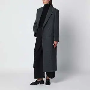 Source Unknown Dark Reyna Double-breasted Herringbone Coat