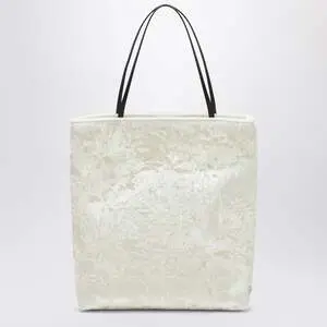 VALESQUE Thea Velvet Tote Bag - White