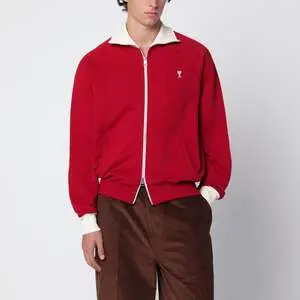 AMI Paris De Coeur Sweatshirt In Ruby /ivory
