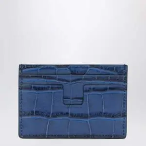 TOM FORD Card Holder In Glossy Crocodile-effect Leather