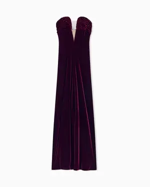 Giorgio Armani Long Bustier Dress - Burgundy