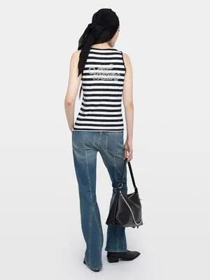 Zadig&Voltaire Striped Cotton Tank Top With Henley Neckline