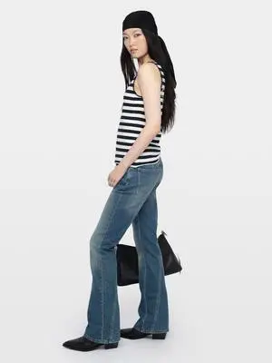 Zadig&Voltaire Striped Cotton Tank Top With Henley Neckline