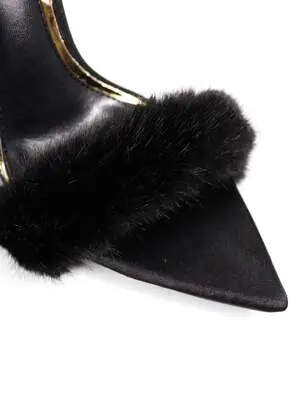 Frederick's Of Hollywood Aileen Pointed Toe Stiletto Sandal With Feather Detail