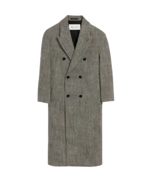 AMI Paris Double-breasted Wool Coat - Black/ivory