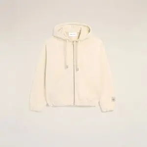 AMI Paris White Zipped Cotton Hoodie With Heritage Label White