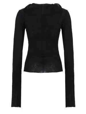 Rick Owens T-shirt "cropped Hooded Rib Ls T