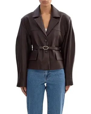 LAMARQUE Leather Belted Jacket