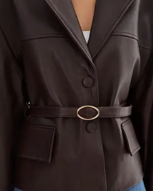LAMARQUE Leather Belted Jacket