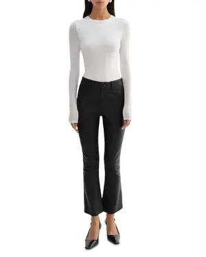 LAMARQUE Stretch Leather Crop Flare Pants