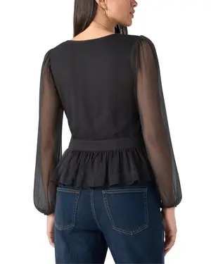 LIVERPOOL Embellished Boat Neck Long Sleeve Top