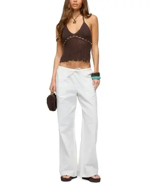 EDIKTED Jenn Bead Crochet Backless Top