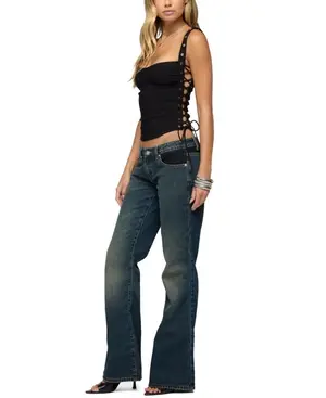 EDIKTED Adi Grommet Lace Up Corset