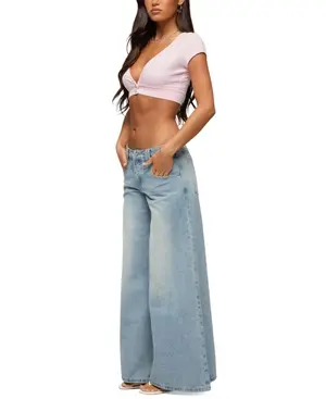 EDIKTED Cecey Button Up Crop Top