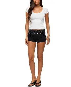 EDIKTED Pamela Ribbed Scoop Neck T Shirt