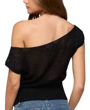 EDIKTED Cyra Floral Knit Off-shoulder Top