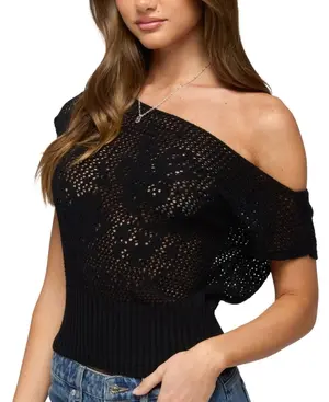 EDIKTED Cyra Floral Knit Off-shoulder Top