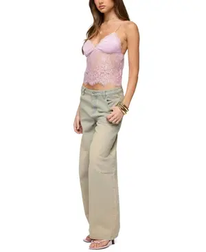 EDIKTED Lace & Satin Effect Camisole Top