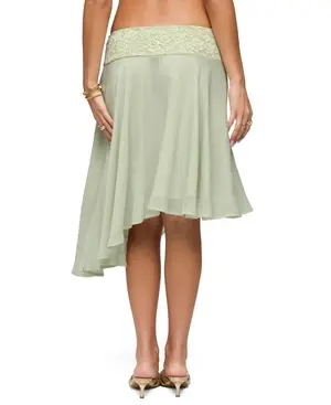 EDIKTED Evia Asymmetric Midi Skirt