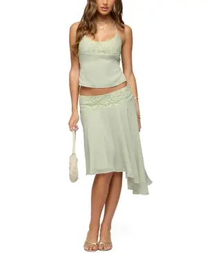 EDIKTED Evia Asymmetric Midi Skirt