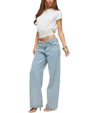 EDIKTED Michy Off Shoulder Lacey Top