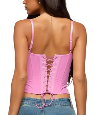 EDIKTED Inka Floral Sequin Bead Cupped Corset