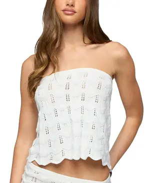 EDIKTED Isola Strapless Crochet Top