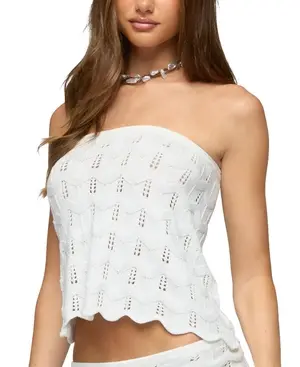 EDIKTED Isola Strapless Crochet Top
