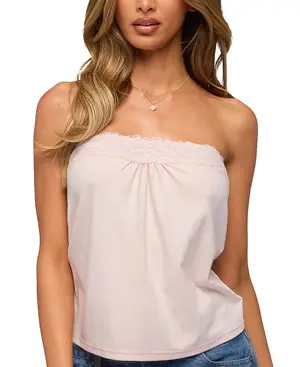 EDIKTED Kittey Lacey Strapless Top - Light-pink
