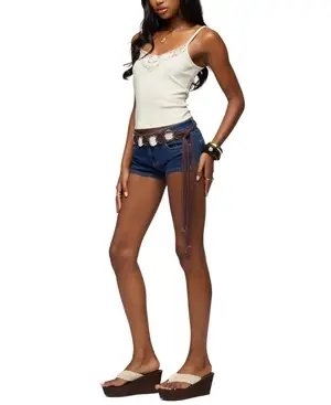 EDIKTED Fawnie Crochet Ribbed Tank Top