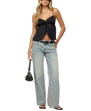 EDIKTED Liby Spilt Front Babydoll Top