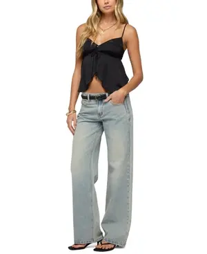 EDIKTED Liby Spilt Front Babydoll Top