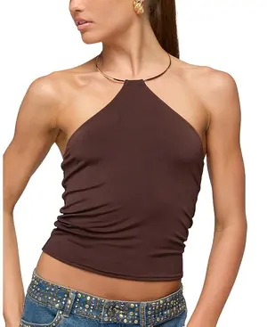 EDIKTED Libie Chain Halter Top - Brown