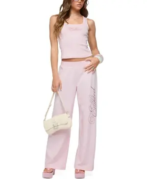 EDIKTED Studio Rhinestone Ribbed Tank Top